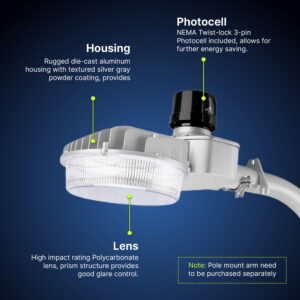 Konlite - 90W Dusk to Dawn LED Outdoor Light, Outdoor Commercial Roadway, Barn, Yard Lights & More, High-Output, Energy-Efficient Dusk Till Dawn LED Outdoor Lights, 11500LM, 5000K Daylight, UL