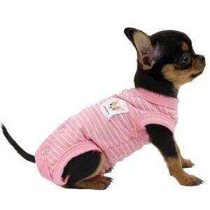 lophipets girl dog shirts recovery suit pajamas for small teacup dog chihuahua yorkie puppy cat clothes-pink strips/xs