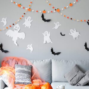 Tatuo 4 Pieces Thanksgiving Halloween Felt Garland Set Fall Pom Pom Garland Christmas Felt Ball Garlands Pumpkin Garland Thanksgiving Wool Felt Ball Banner for Home Fall Autumn Party Decoration