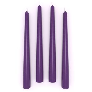 sonedly 10 inch taper candle 4 pack - home interior long burning dripless and smokeless candles unscented - tapered candles for home - 8-hour burning purple candles