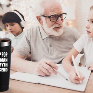 momocici Pop Pop The Man The Myth The Legend 20 OZ Tumbler.Grandpa Gifts.Birthday Gifts,Christmas Gifts for Men,New Grandpa,Grandpa Again,Granddad,New Grandfather,Husband,Men Travel Mug(Black)