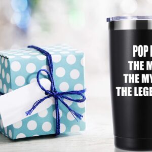 momocici Pop Pop The Man The Myth The Legend 20 OZ Tumbler.Grandpa Gifts.Birthday Gifts,Christmas Gifts for Men,New Grandpa,Grandpa Again,Granddad,New Grandfather,Husband,Men Travel Mug(Black)