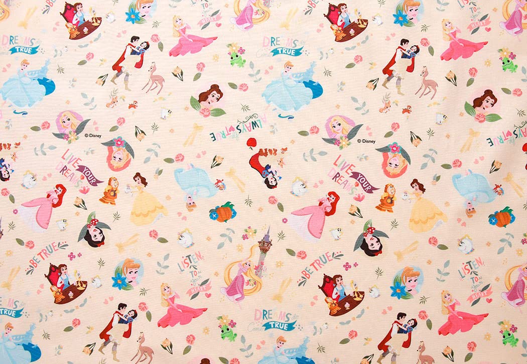 Disney Cotton Fabric by The Yard Princess Character Fabric 110cm Wide Princess Friends