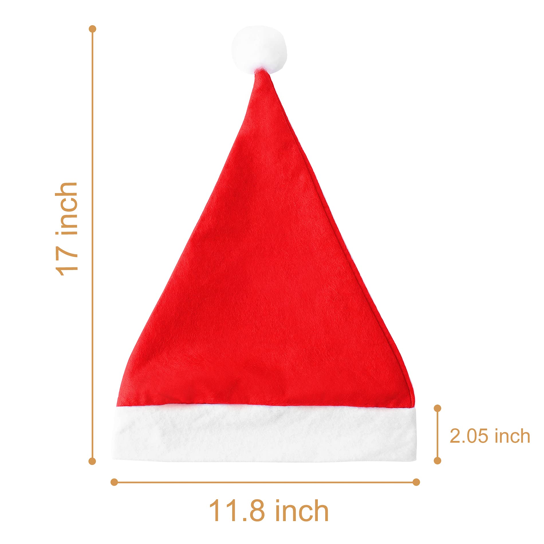 SdeNow Upgraded Santa Hat, X-Large Size, 12Pcs - Red and White Non-woven Costume Hat for Unisex-Adult Child, Suitable for Christmas, Halloween, Cosplay Party