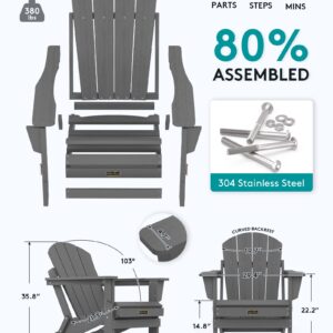 SERWALL Adirondack Chair for Patio Garden Outdoors Fire Pit- (Folding Gray)