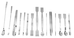 eisco 15 piece scoop & spatula set - assortment - for use in a variety of lab applications - stainless steel