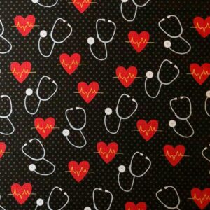 1/2 Yard - Doctors Nursing Stethoscopes & Heart Beats Cotton Fabric (Great for Quilting, Sewing, Craft Projects, Throw Pillows & More) 1/2 Yard x 44"