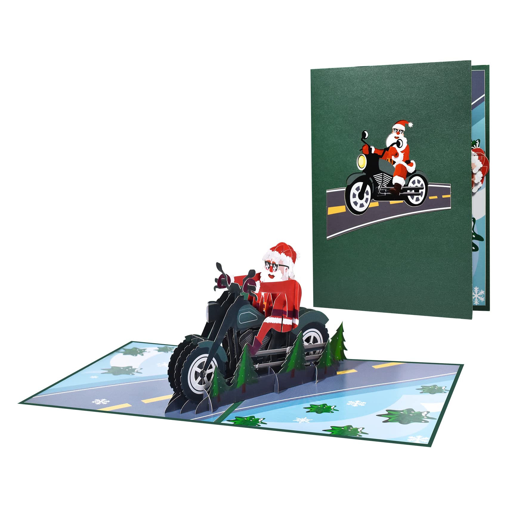 Magic Ants Santa Christmas Pop Up Card - Handcrafted 3D Festive Greeting Card for Family, 3D Xmas Card, Pop Up Christmas Cards, Kids Christmas Card, Winter Cards (Santa Claus Skiing)