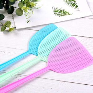 3 Pieces Fly Swatters Plastic Fly Swatters Long Handle Fly Swatters Manual Heavy Duty Plastic Flyswatter Fly Swatter Heavy Duty for Home Kitchen(Pink, Green, Blue)