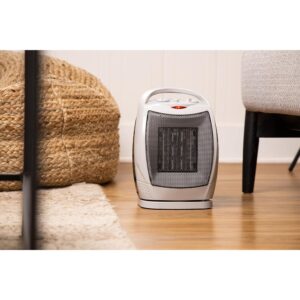 Comfort Zone Oscillating Indoor Space Heater, Portable, Ceramic, Electric, Energy-Efficient, Adjustable Thermostat, Tip-Over Switch, Overheat Protection, Ideal for Home, Bedroom, Office, 1500W, CZ449E