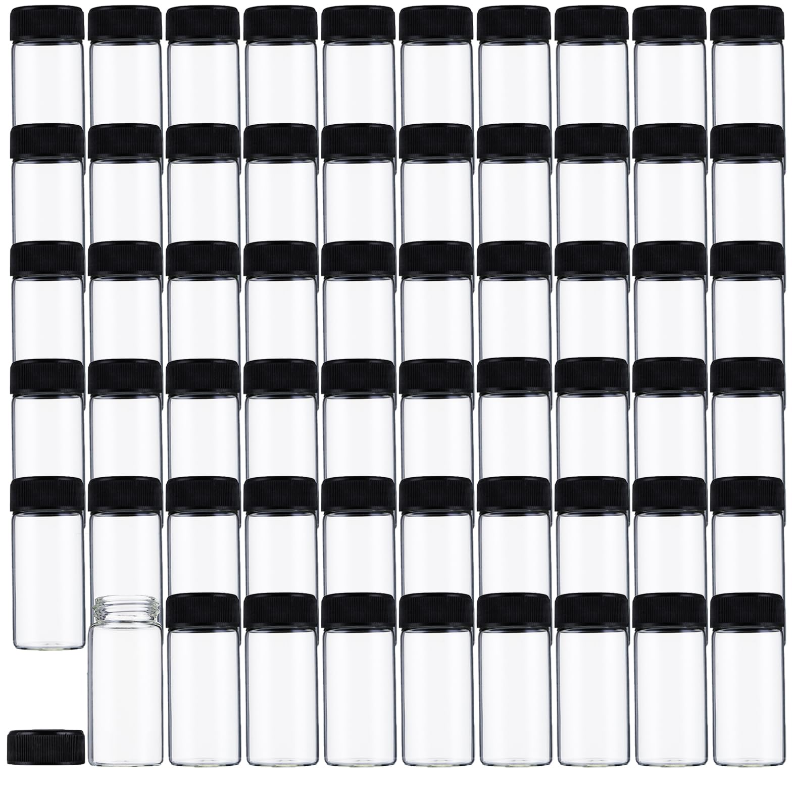 Nicunom 60 Pack Clear Glass Sample Vials with Screw Cap, 20 ml Liquid Sampling Glass Bottles Screwcap Travel Glass Vials