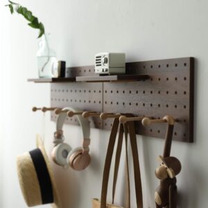 XAOMLP Wooden Pegboard Modular Display Organization Storage Wall Hooks Shelf(Color：Walnut)