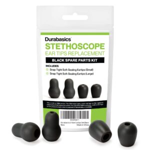 durabasics stethoscope ear tips replacement for littmann stethoscopes - compatible with littman ear tips replacement, stethoscope ear pieces, littmann stethoscope parts & cardiology iv parts - black