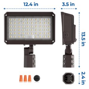 CINOTON 200W Outdoor LED Flood Light, 30000LM Parking Lot Lighting Dusk to Dawn, Adjustable Power IP65 Waterproof Security Wall Fixture with Slipfitter for Street 5000K Daylight ETL Listed 1 Pack