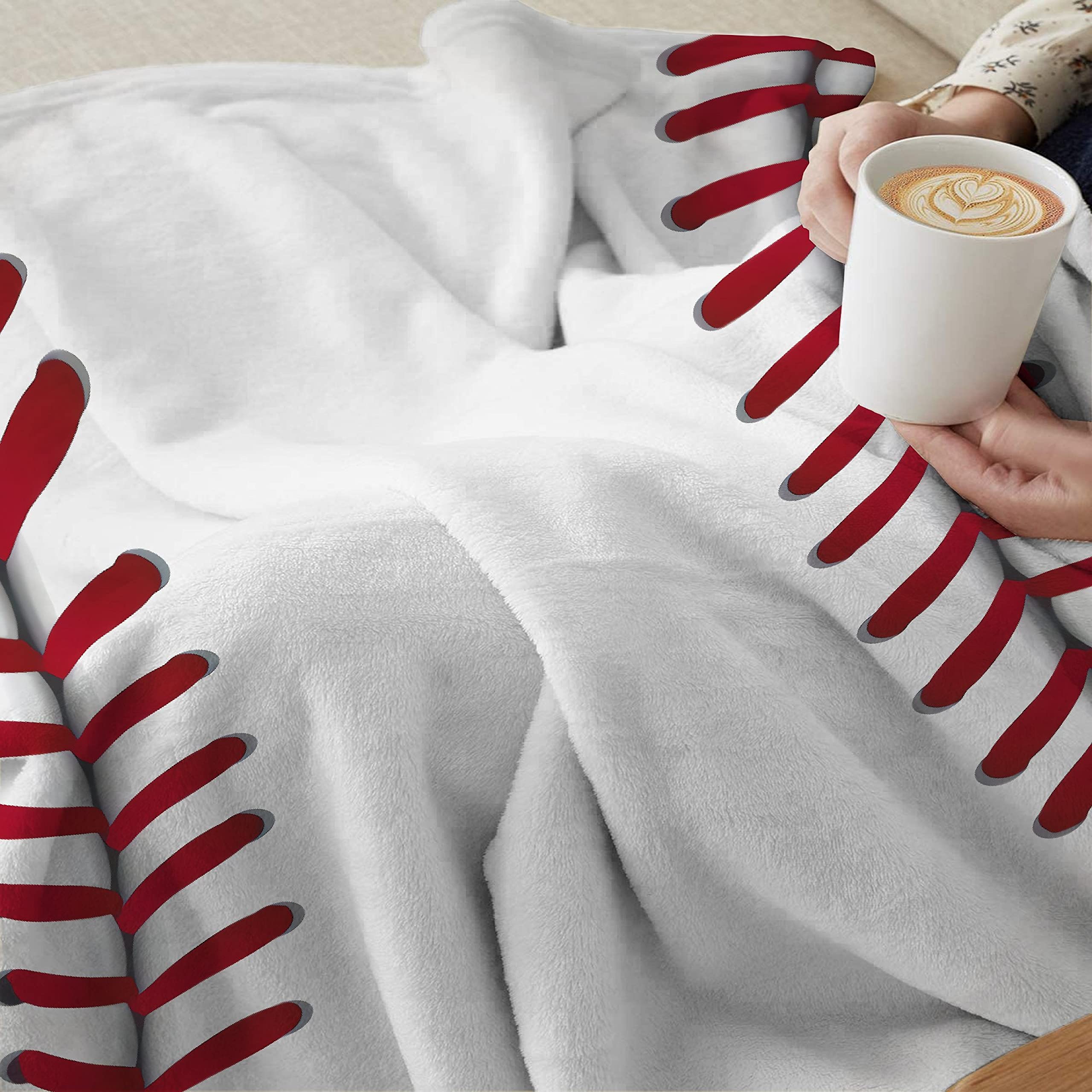 Pindola Cute Baseball Texture Throw Blanket Warm Lightweight Soft Cozy Warm Home Decoration 50"x40" for Child