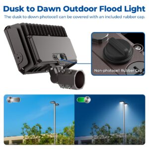 CINOTON 200W Outdoor LED Flood Light, 30000LM Parking Lot Lighting Dusk to Dawn, Adjustable Power IP65 Waterproof Security Wall Fixture with Slipfitter for Street 5000K Daylight ETL Listed 1 Pack