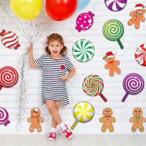 40 pieces gingerbread cutouts christmas candy cutouts peppermint cutouts colorful candies round lollipop cutouts colorful christmas cutouts with glue point dots for christmas candy party decoration