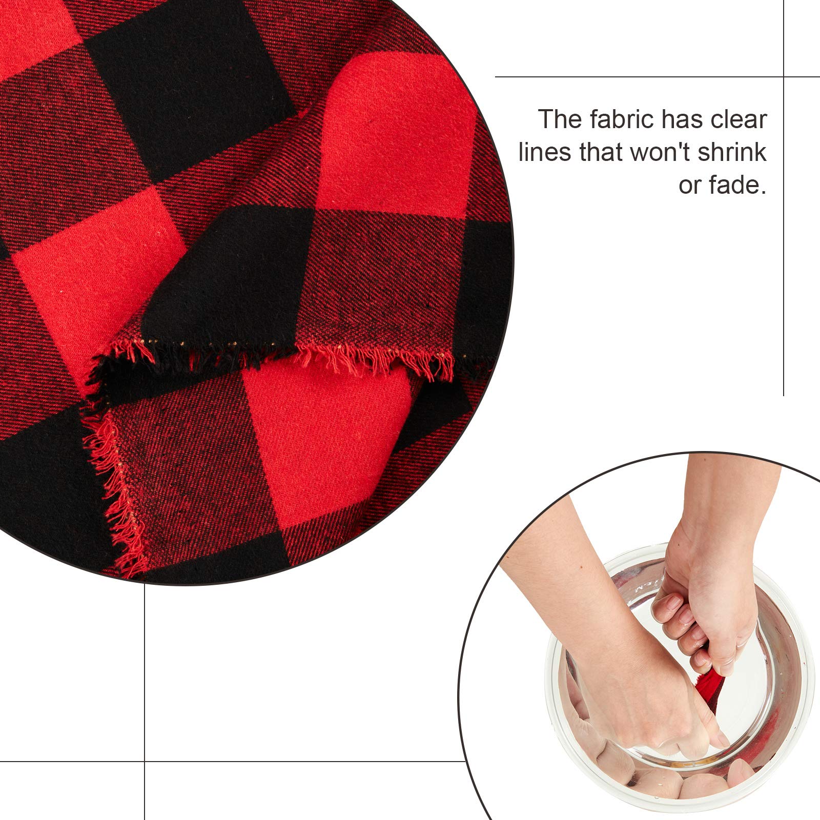 57 x 157.5 Inch Buffalo Plaid Fabrics Gingham Fabric Buffalo Check Quilting Fabric Bundles for Sewing DIY Home Farmhouse Party Festival Holiday Decorations (Red and Black)