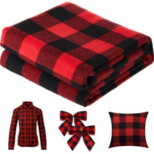 57 x 157.5 inch buffalo plaid fabrics gingham fabric buffalo check quilting fabric bundles for sewing diy home farmhouse party festival holiday decorations (red and black)