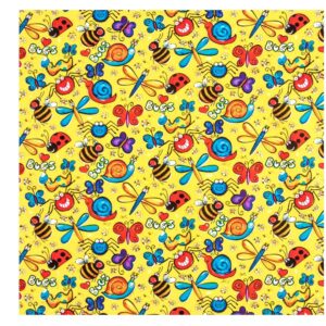 Happy Bug Fabric by The 1/4 Yard Fat Quarter Dragonfly Butterfly Bee Spider Snail