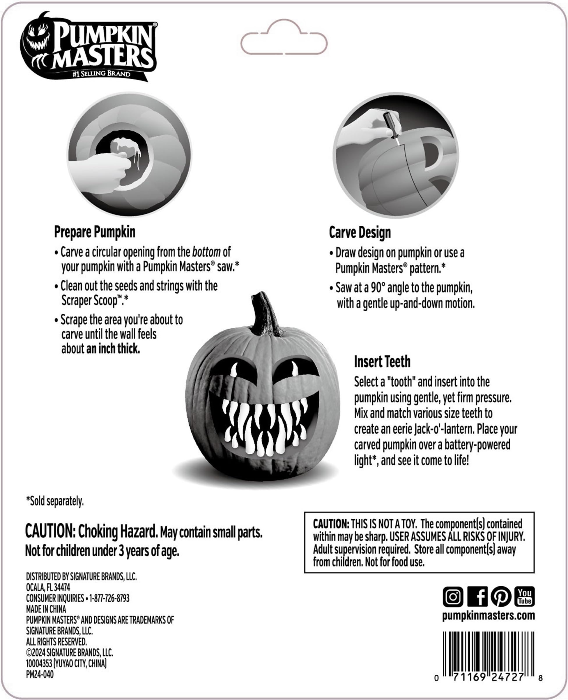 Pumpkin Masters Premium Jack-O-Lantern Teeth – Easy-to-Insert Teeth for Creating Unique and Spooky Pumpkin Designs