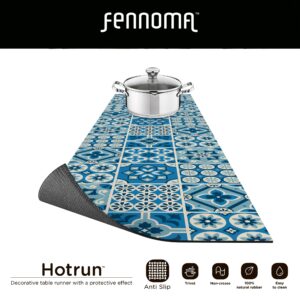 Fennoma Hotrun 2 in 1 Heat Resistant Trivet & Table Runner, 47 Inches Long Trivet for Hot Pots and Pans, Handles Heat Up to 356F, Anti Slip, Waterproof, Ideal for Kitchen Countertopst (Floral Blue)