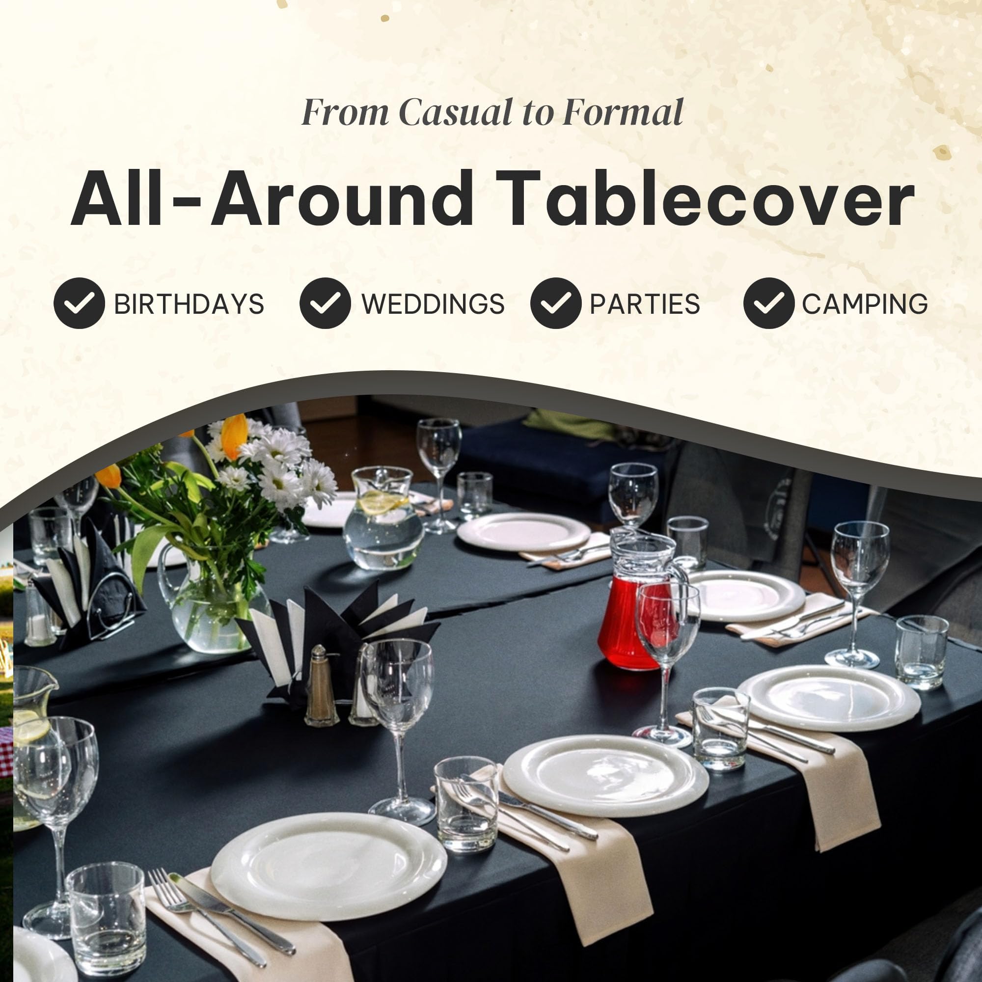 Amatra All-Purpose Plastic Table Cover Roll with Self-Cutter, Alternative to Regular Tablecloth, Disposable Table Cover, Plastic Table Cloth, 54 inches x 120 feet (40 Yards), Black