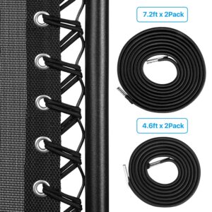 Flexzion Replacement Cord for Gravity Chair - 4 Black Cords (2 Long 2 Short) - Universal Nylon Laces Repair Kit for Zero Gravity, Bungee, String, Elastic, Lawn Chairs & Outdoor Lounge Patio Recliners