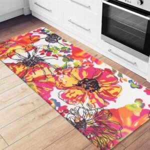 Rugshop Modern Bright Flowers Anti Fatigue Standing Mat 18" x 47" Multi