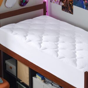 bedsure twin xl mattress pad dorm bedding - soft cotton mattress cover for college dorm, quilted mattress topper with deep pocket fits up to 21" deep, breathable twin extra long pillow top