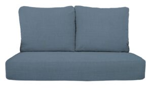 rsh decor: sunbrella deep seating loveseat cushion set | 46” x 26” loveseat | performance fabric | outdoor foam settee and pillow back cushions for patio furniture | canvas air blue