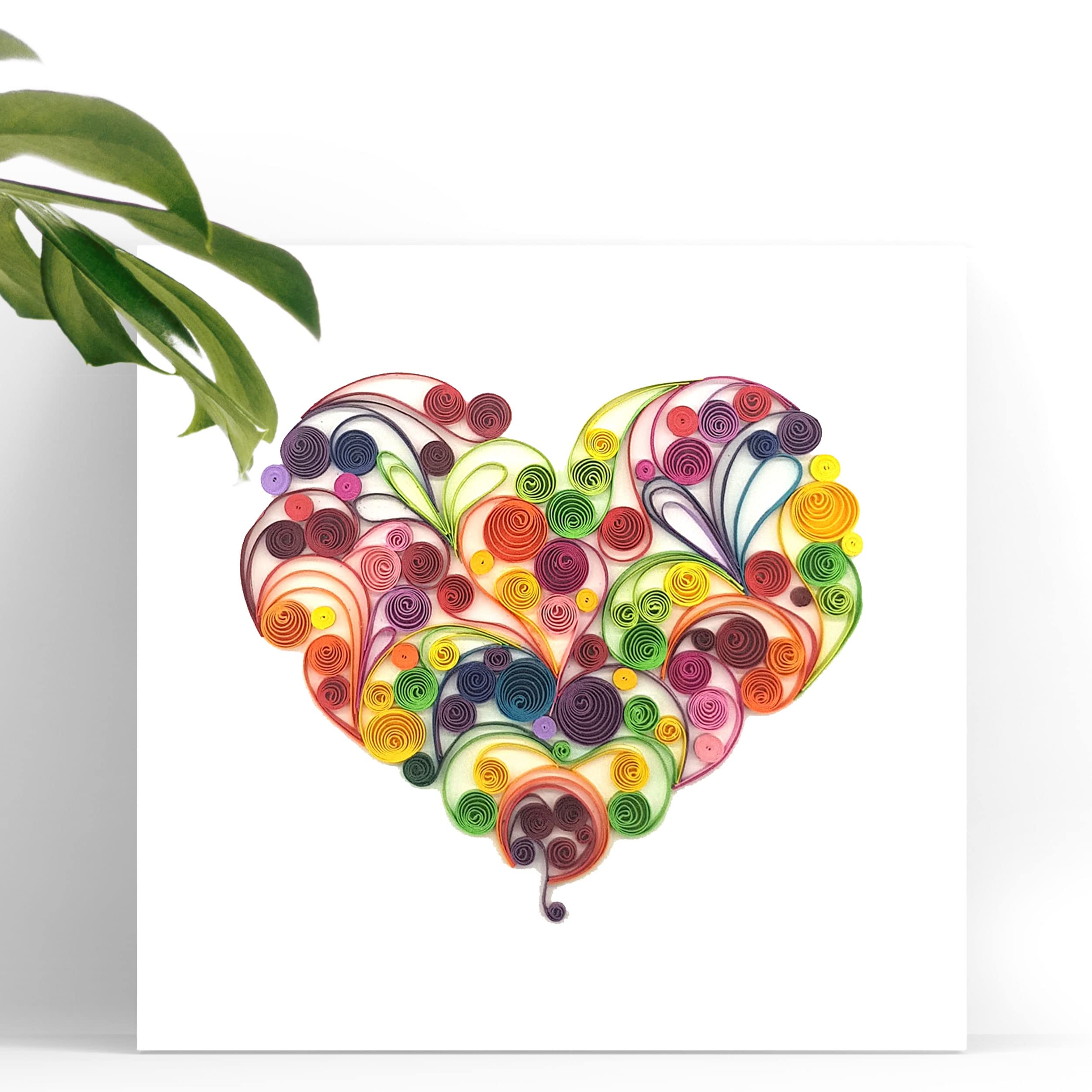 Quilling Card 3D Color Unique Dedicated Paper Handmade Art - Design Greeting Card for Christmas Birthday Anniversary Mother Thank You - Design Gift for Friend Love Mom with Envelop (Rose) (Rose Heart)