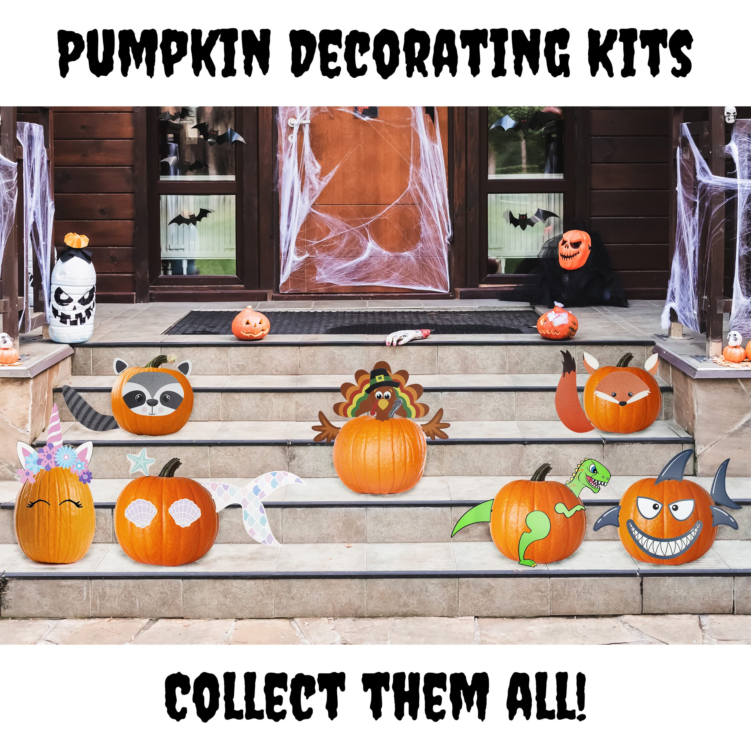 Decorae Halloween Pumpkin Kit Sets (Unicorn and Mermaid Theme), 13 Reusable Metal Accessories for Halloween Fall Pumpkin Face Decorating