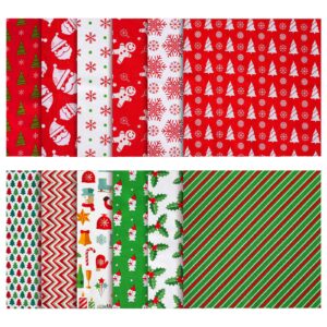 12 pieces 11.8 x 11.8 inches christmas fabric bundles multi-color fabric patchwork christmas tree fat quarters for diy craft christmas diy quilting