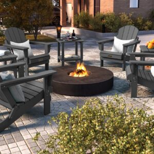 SERWALL Adirondack Chair for Patio Garden Outdoors Fire Pit- (Folding Gray)