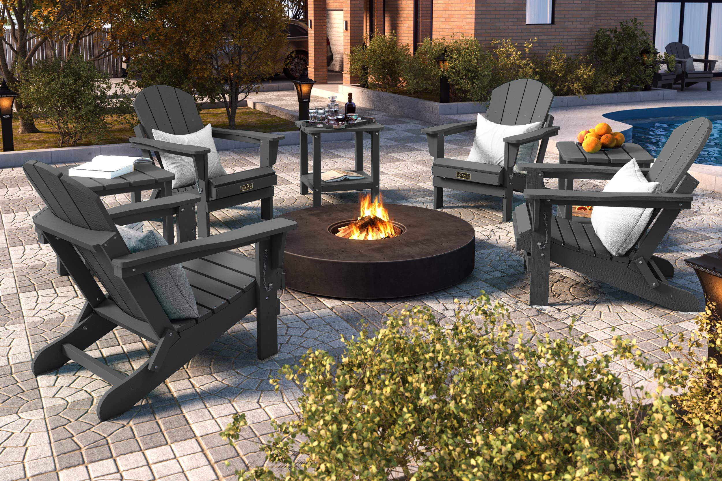 SERWALL Adirondack Chair for Patio Garden Outdoors Fire Pit- (Folding Gray)