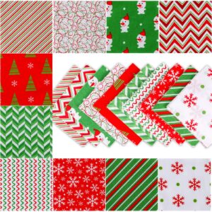 konsait 100 pieces christmas cotton fabric bundles 4" x 4" precut sewing squares craft multi-color fabric patchwork christmas tree quarters santa claus fabric scraps for christmas diy quilting