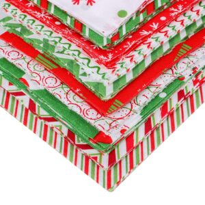 Konsait 100 Pieces Christmas Cotton Fabric Bundles 4" x 4" Precut Sewing Squares Craft Multi-Color Fabric Patchwork Christmas Tree Quarters Santa Claus Fabric Scraps for Christmas DIY Quilting