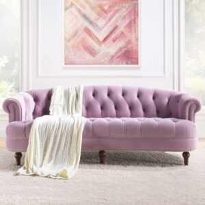 jennifer taylor home sofa ariana victorian chesterfield tufted, lavender velvet