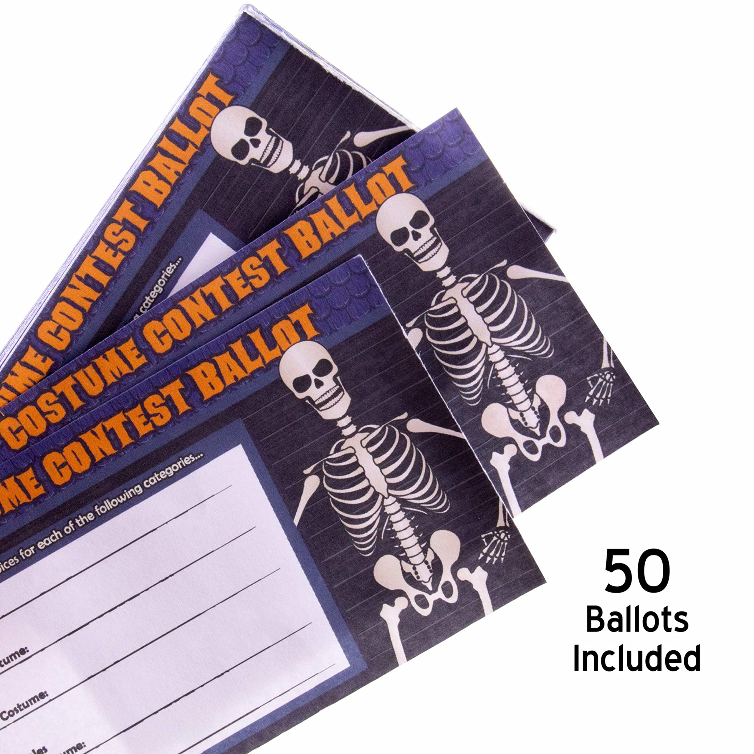 Halloween Costume Contest Party Bundle - Includes Ballot Box, 50 Ballot Voting Cards & 5 Gold Trophies - Fun Game, Decoration & Party Supplies for Home, Work, School & Bar Costume Parties Decor