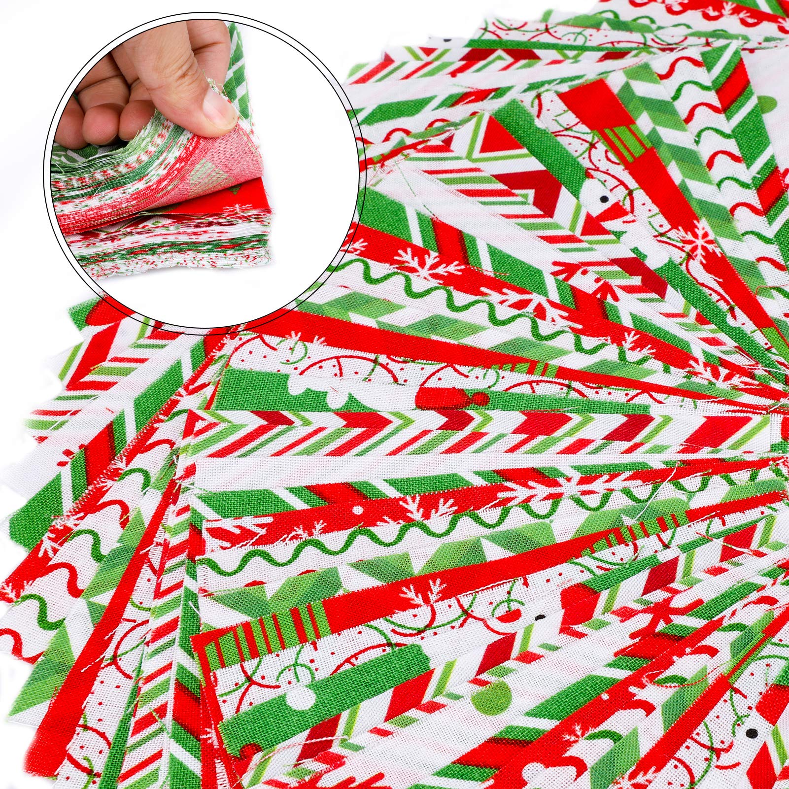 Konsait 100 Pieces Christmas Cotton Fabric Bundles 4" x 4" Precut Sewing Squares Craft Multi-Color Fabric Patchwork Christmas Tree Quarters Santa Claus Fabric Scraps for Christmas DIY Quilting