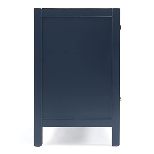 DKB Beckford Double Bathroom Vanity Base Cabinet 60" Midnight Blue, Double Sink Configuration, 4 Soft Closing Doors, 6 Full Extension Dovetail Drawers, Brushed Nickel