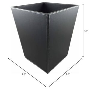 Hospitality Source Black Leatherette Waste Bin for Hotel, Office, Dorm or Home use. Commercial Quality Construction for The Hospitality Industry