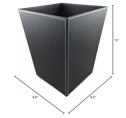 Hospitality Source Black Leatherette Waste Bin for Hotel, Office, Dorm or Home use. Commercial Quality Construction for The Hospitality Industry