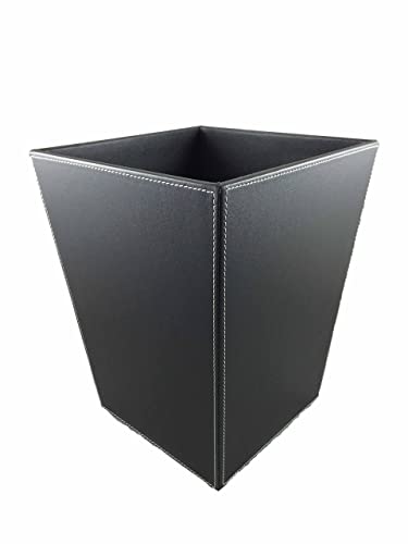 Hospitality Source Black Leatherette Waste Bin for Hotel, Office, Dorm or Home use. Commercial Quality Construction for The Hospitality Industry