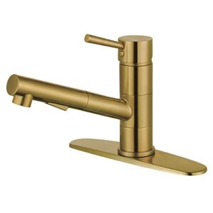 kingston brass ls8403dl concord pull-out sprayer kitchen faucet, brushed brass