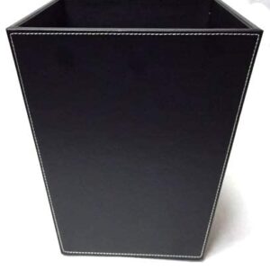 Hospitality Source Black Leatherette Waste Bin for Hotel, Office, Dorm or Home use. Commercial Quality Construction for The Hospitality Industry