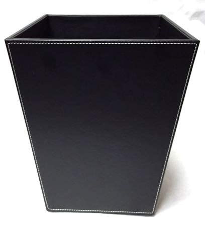 Hospitality Source Black Leatherette Waste Bin for Hotel, Office, Dorm or Home use. Commercial Quality Construction for The Hospitality Industry