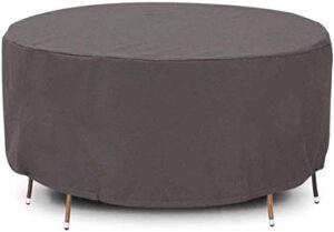 round garden furniture covers, 112" diax43 h patio furniture covers, large table and chair covers outdoor waterproof windproof anti-uv, drawstring with hem