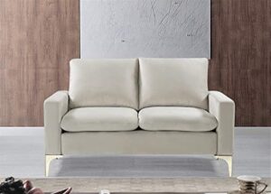 us pride furniture contemporary velvet upholstered loveseat with stainless steel base in rich gold